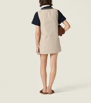 Miu Miu Panama Cotton Mini Dress With Drawstring