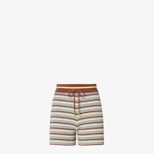 Fendi Ribbed Cotton Knit Shorts