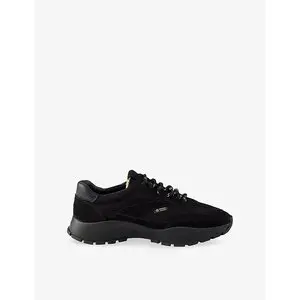 Prada Panelled Woven And Suede Lace-up Trainers - Black