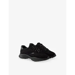 Prada Panelled Woven And Suede Lace-up Trainers - Black