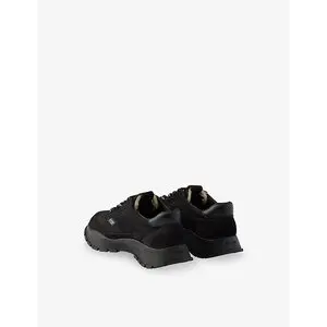 Prada Panelled Woven And Suede Lace-up Trainers - Black