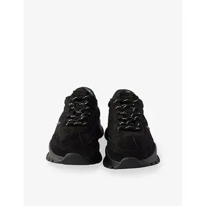 Prada Panelled Woven And Suede Lace-up Trainers - Black