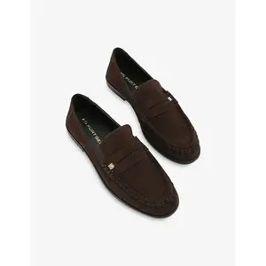 Kurt Geiger Mae Suede Loafers With Gold Tone Hardware - Brown