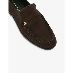 Kurt Geiger Mae Suede Loafers With Gold Tone Hardware - Brown