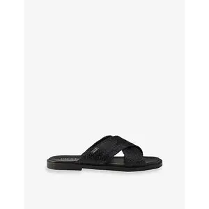 Prada Criss-cross Woven Leather Sliders