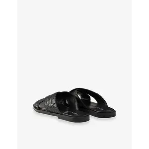Prada Criss-cross Woven Leather Sliders