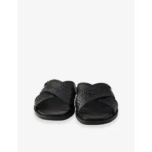 Prada Criss-cross Woven Leather Sliders