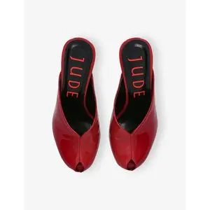 JUDE Paw Patent Leather Heeled Mules - Red