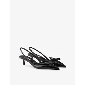 Prada Patent Leather Slingback Pumps With Bow Detail - Black