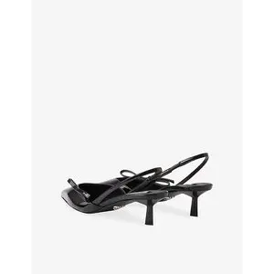 Prada Patent Leather Slingback Pumps With Bow Detail - Black