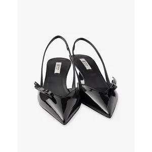 Prada Patent Leather Slingback Pumps With Bow Detail - Black