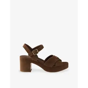 Prada Suede Platform Sandals With Logo Plaque