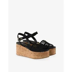 Prada Crochet Wedge Platform Sandals