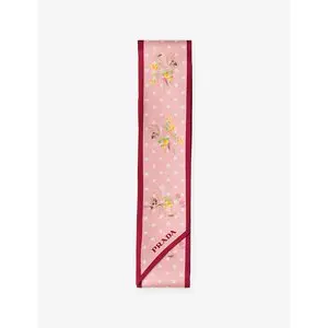 Prada Skinny Printed Silk-twill Scarf - Pink