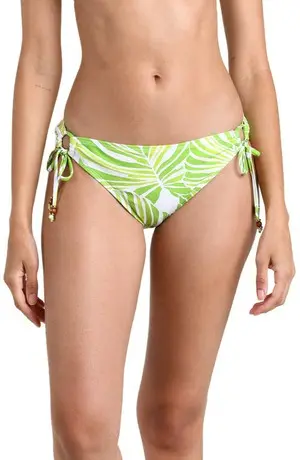 La Blanca Serene Palm Print Side Tie Bikini Bottoms - Apple