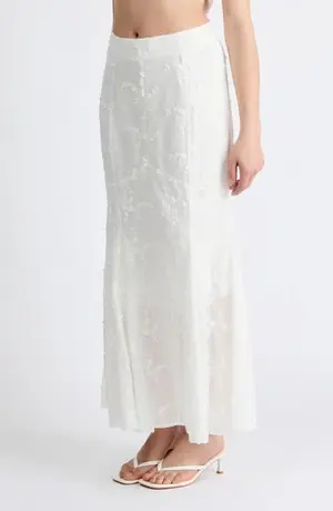EXTRO & VERT Bella 3d Floral Embroidered Maxi Skirt