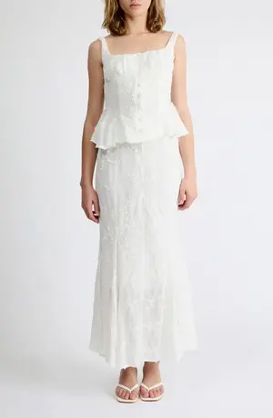 EXTRO & VERT Bella 3d Floral Embroidered Maxi Skirt