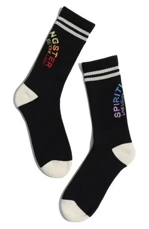 Spiritual Gangster Rainbow Crew Socks - Black