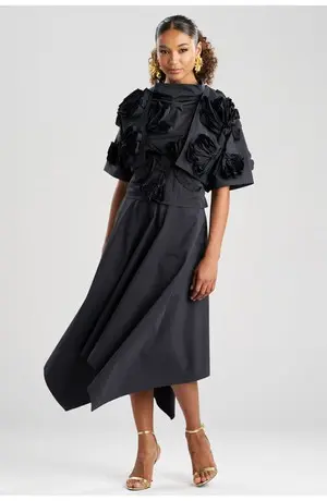 Natori Tech Cotton Taffeta 3d Embroidered Bolero