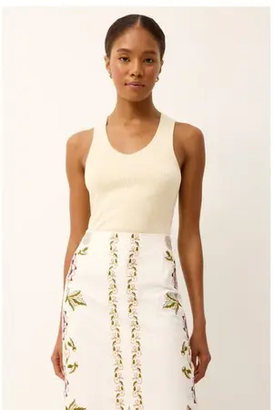 MARIE OLIVER Miranda Ribbed Scoop Neck Tank - Macadamia