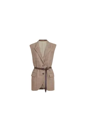 Brunello Cucinelli Sparkling Houndstooth Vest - Brown