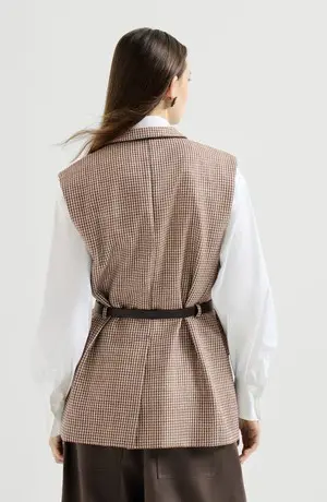 Brunello Cucinelli Sparkling Houndstooth Vest - Brown