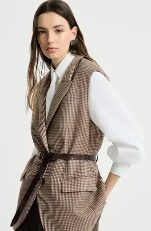 Brunello Cucinelli Sparkling Houndstooth Vest - Brown