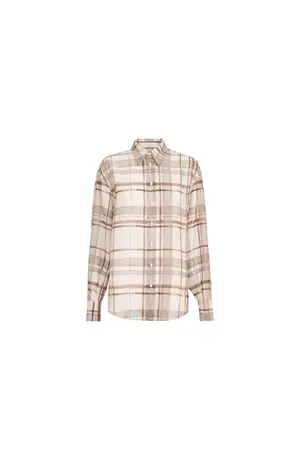 Brunello Cucinelli Silk Pongée Macrocheck Shirt