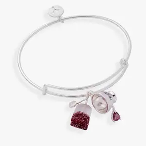 ALEX AND ANI Spill The Tea" Cup & Tea Bag Charm Bangle - Silver