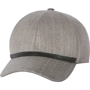 Brunello Cucinelli Sparkling Pinstripe Baseball Cap - Silver