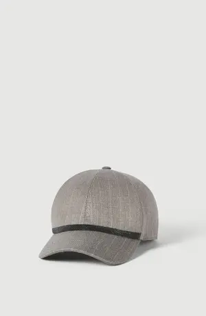 Brunello Cucinelli Sparkling Pinstripe Baseball Cap - Silver