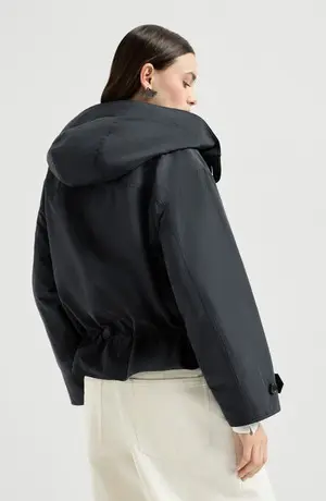 Brunello Cucinelli Taffeta Zip-up Jacket With Monili Embellishment