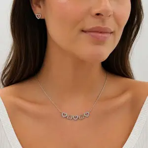DONATELLO GIAN Crystal Pavé Heart Necklace And Stud Earring Set