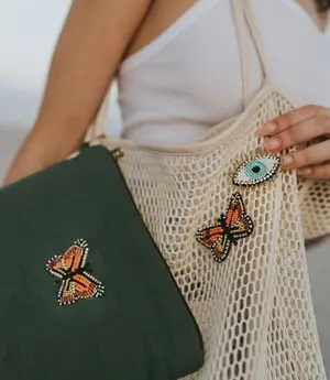 MATR BOOMIE Beaded Butterfly Brooch