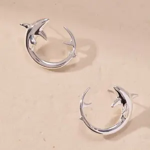ALEX AND ANI Sculptural Shark Hoop Earrings