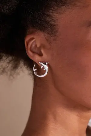 ALEX AND ANI Sculptural Shark Hoop Earrings
