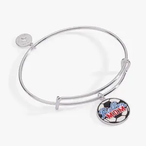 ALEX AND ANI Baller Mom Soccer Charm Bangle - Silver