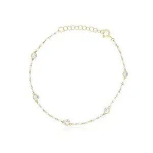 THE LOVERY Fine Jewelry Enamel Bead Cz Bracelet - White