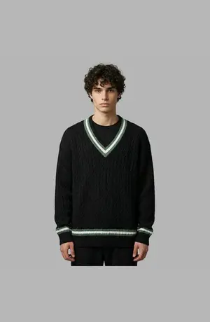 BLVCK Knit V-neck Sweater - Black