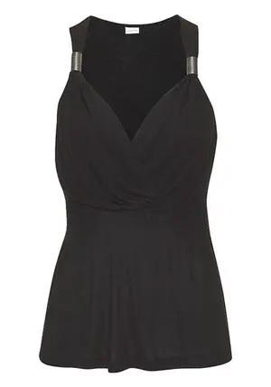LASCANA Sleeveless V-neck Empire Waist Top - Black