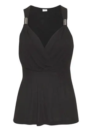 LASCANA Sleeveless V-neck Paisley Print Empire Waist Top - Black