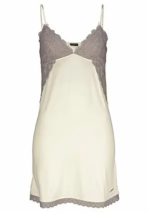 LASCANA Lace V-neck Nightgown - Ecru