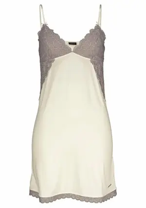LASCANA Lace V-neck Nightgown - Ecru