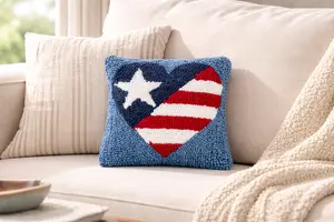 C&F HOME Patriotic Heart U.s.a. Flag Hooked Mini Accent Pillow