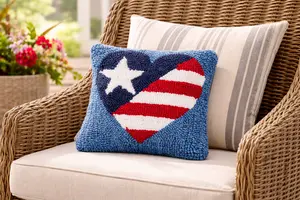 C&F HOME Patriotic Heart U.s.a. Flag Hooked Mini Accent Pillow