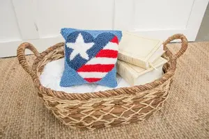 C&F HOME Patriotic Heart U.s.a. Flag Hooked Mini Accent Pillow