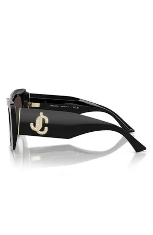 JIMMY CHOO Embellished Logo Square Sunglasses - Black/grey Gradient