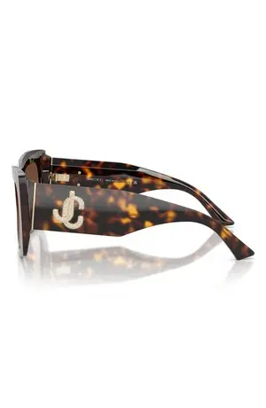 JIMMY CHOO Embellished Logo Square Sunglasses - Havana/gradient Brown