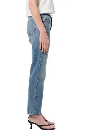 AGOLDE Frayed Waist Low Rise Ankle Slim Jeans - Rhythmic