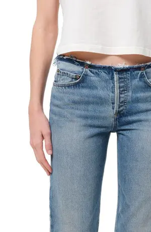 AGOLDE Frayed Waist Low Rise Ankle Slim Jeans - Rhythmic